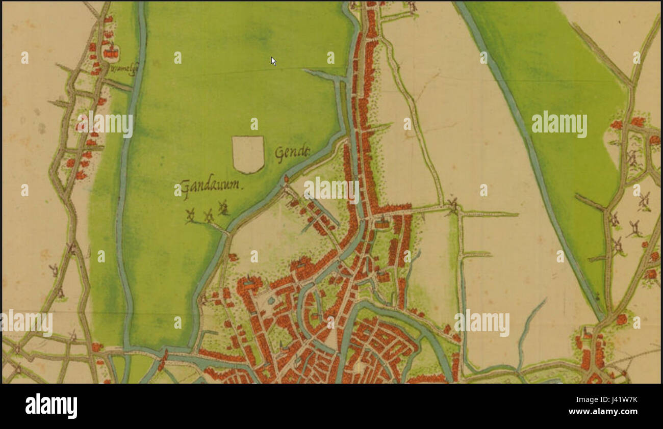 Karte von Gent von Jacob van Deventer, detail (1 Stockfotografie - Alamy