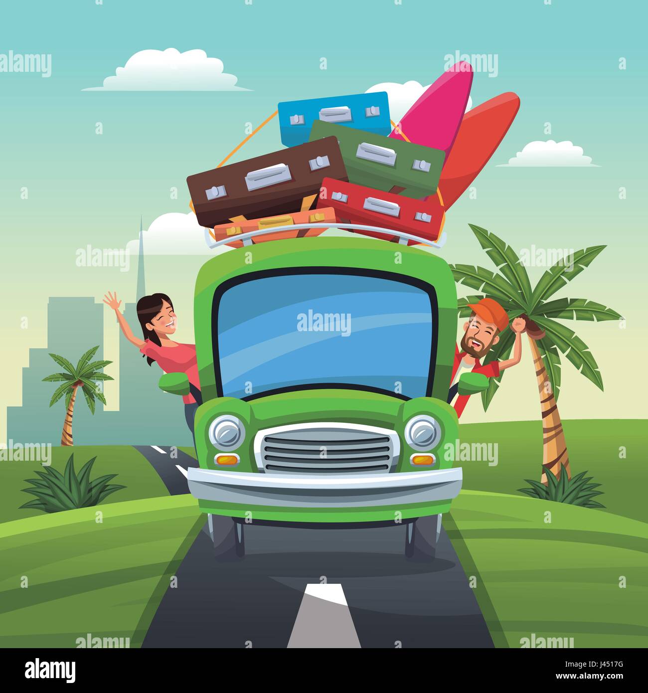 Comic auto urlaub Stock-Vektorgrafiken kaufen - Alamy