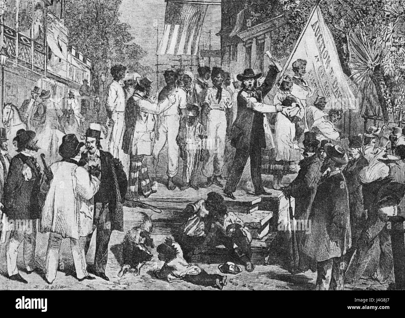 Sklavenmarkt in Richmond Virginia USA Holzschnitt 1861 Stockfotografie ...