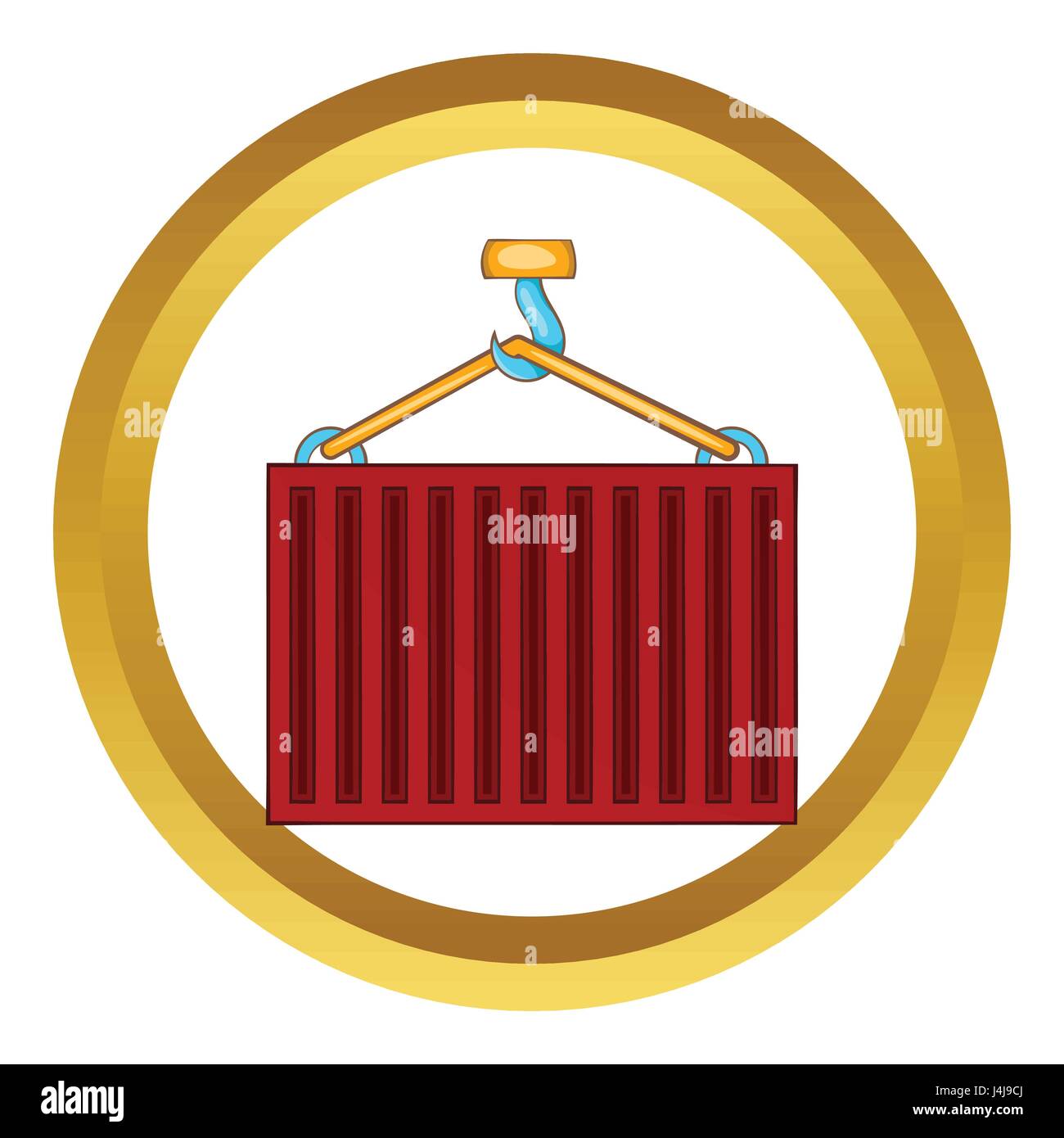 Kran hebt rote Container Vektor icon Stock-Vektorgrafik - Alamy