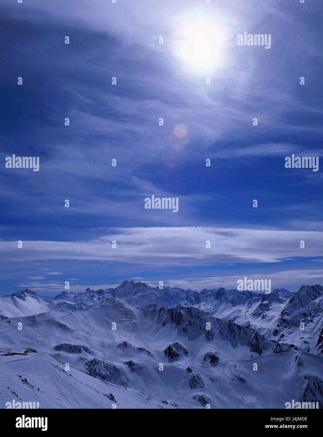 Österreich, Tirol, Paznauntal, Ischgl, Skigebiet, Idalpe, Rücken leicht ...