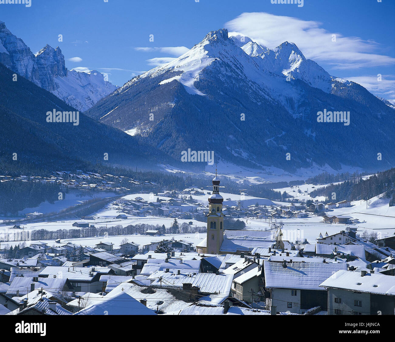 Österreich, Tirol, Stubaital, Fulpmes, lokale Übersicht der Stubaier ...