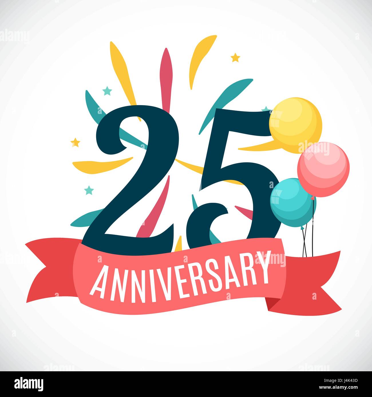 Jubiläum 25 Jahre Vorlage mit Ribbon-Vektor-Illustration Stock ...