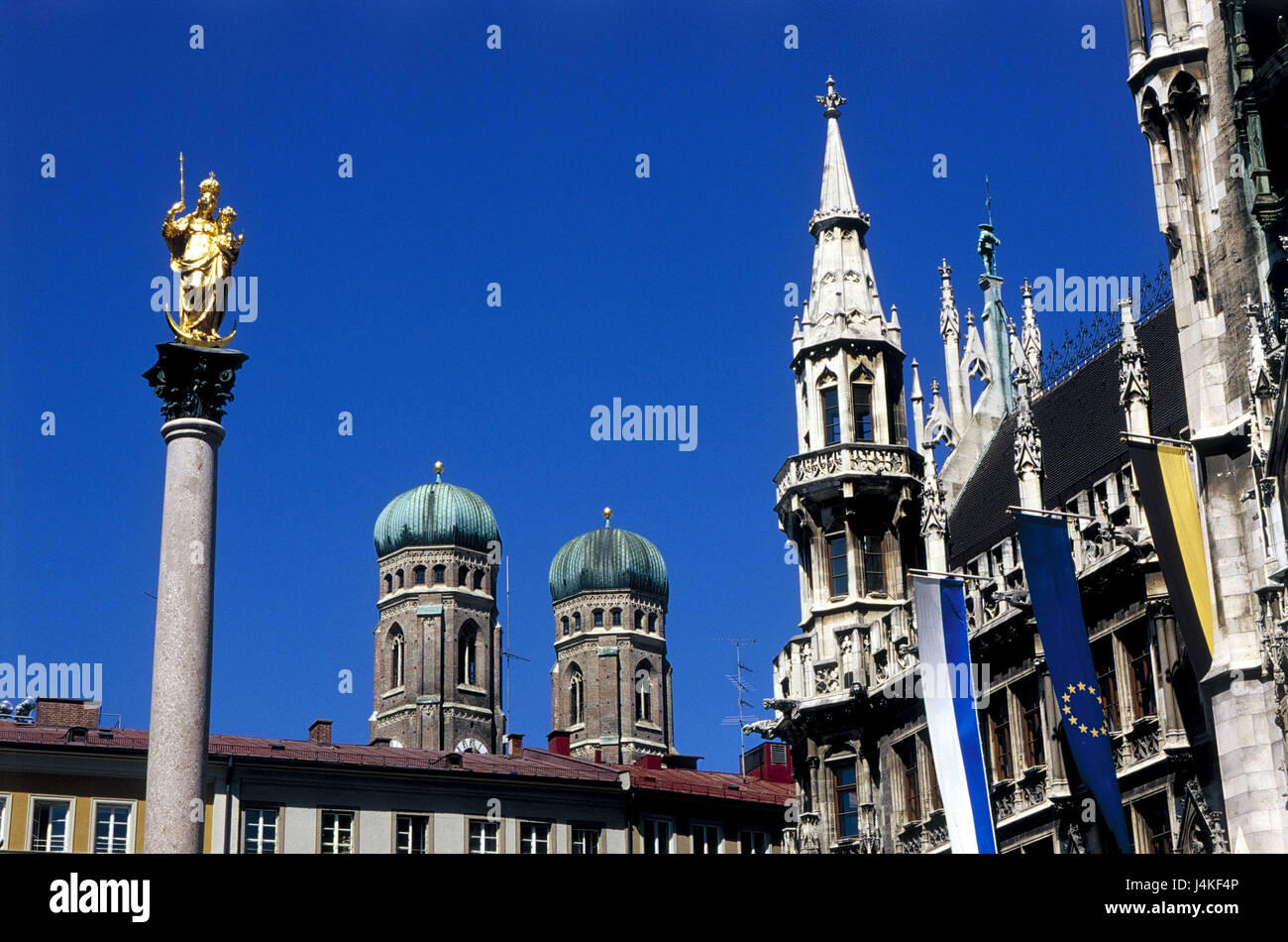 Deutschland, Bayern, München, Rathaus, Marien Säule, Frauenkirche ...