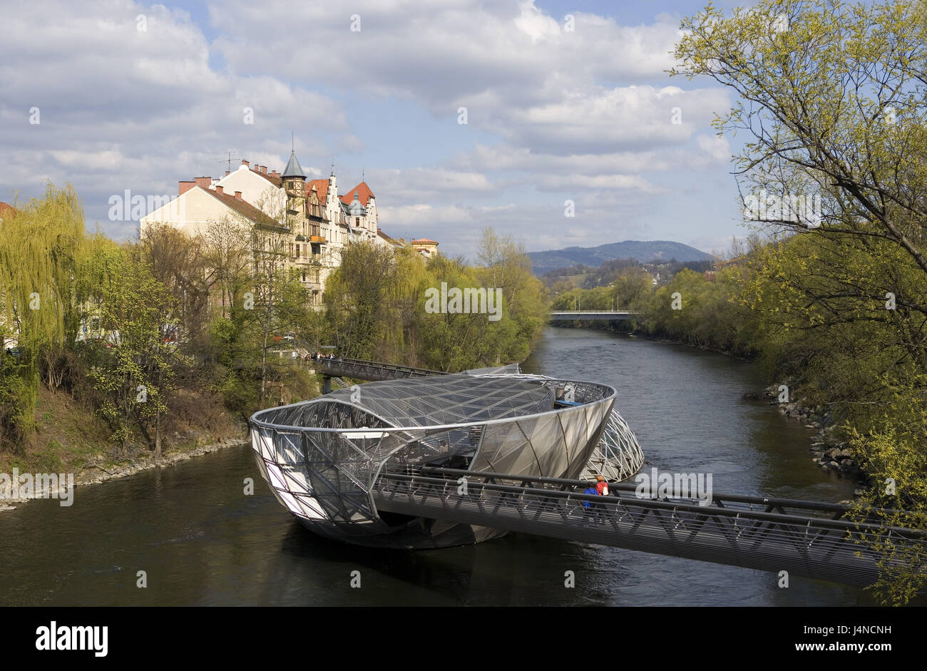 Österreich, Steiermark, Graz, Grazer Murinsel, Fluss Mur ...