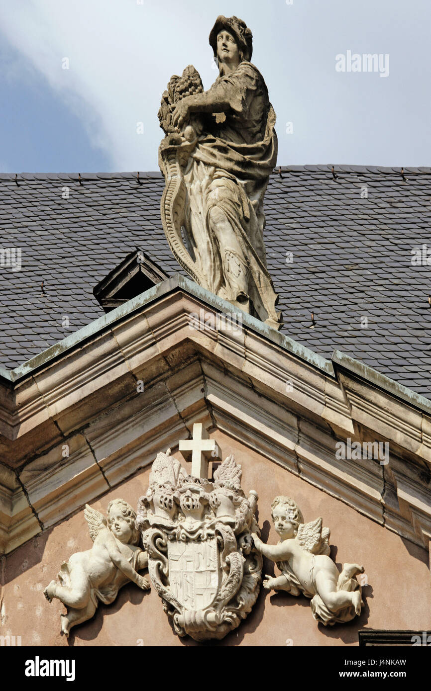 Deutschland, Hessen, Fulda, Stadt-Schloss, Haupteinbang, Skulptur ...