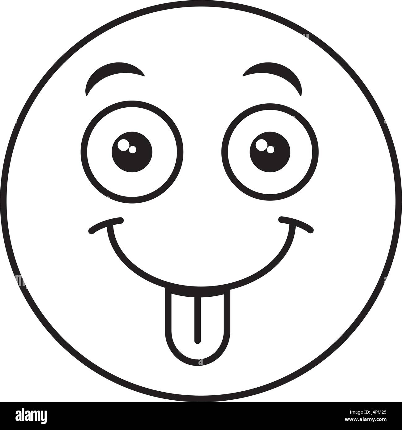 Zunge raus Gesicht Emoticon Kawaii Charakter Stock-Vektorgrafik - Alamy