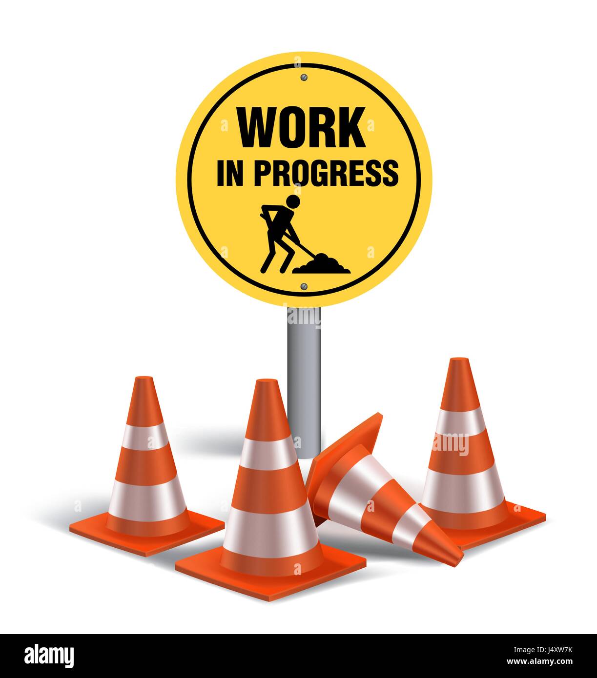 Work In Progress Zeichen Vektor in weißer Hintergrund. 3D Mesh-Vektor ...