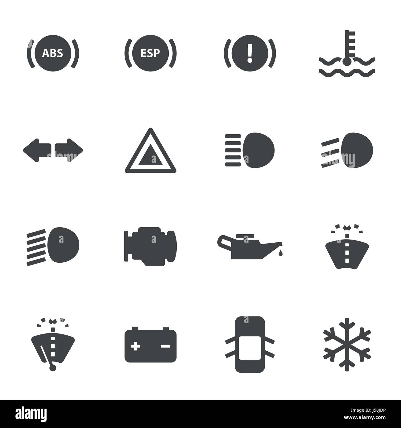 Vektor schwarzen Auto Armaturenbrett Symbole setzen auf weißem ...