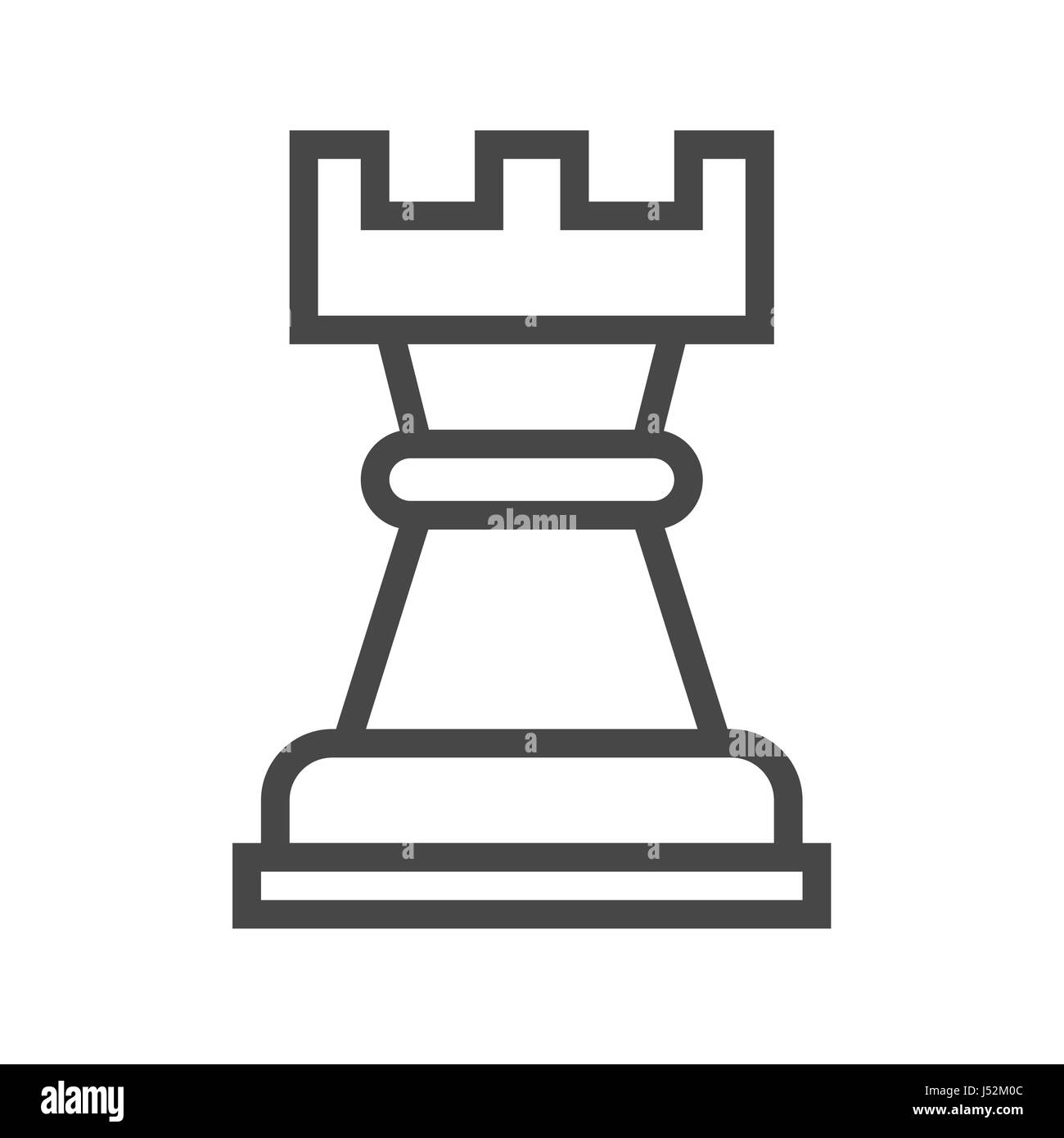 Schach Turm dünne Linie Vektor Icon. Flach-Symbol auf dem weißen ...