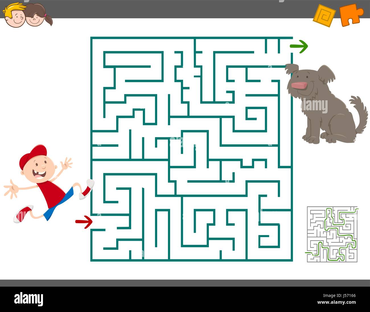 Comic-Illustration von Bildung Irrgarten oder Labyrinth ...