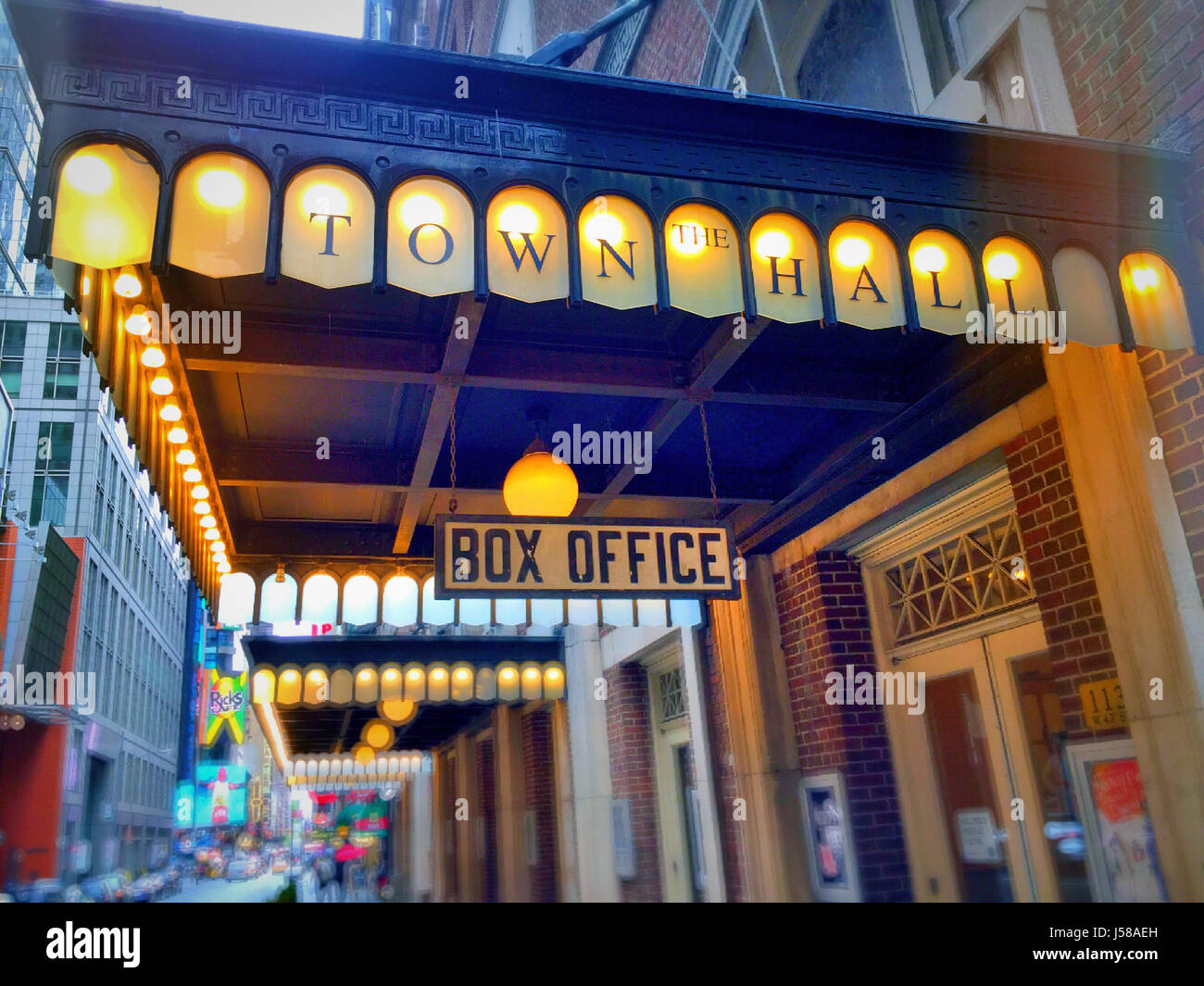 Town Hall Theatre Festzelt, Abendkasse Zeichen, Times Square, New York ...