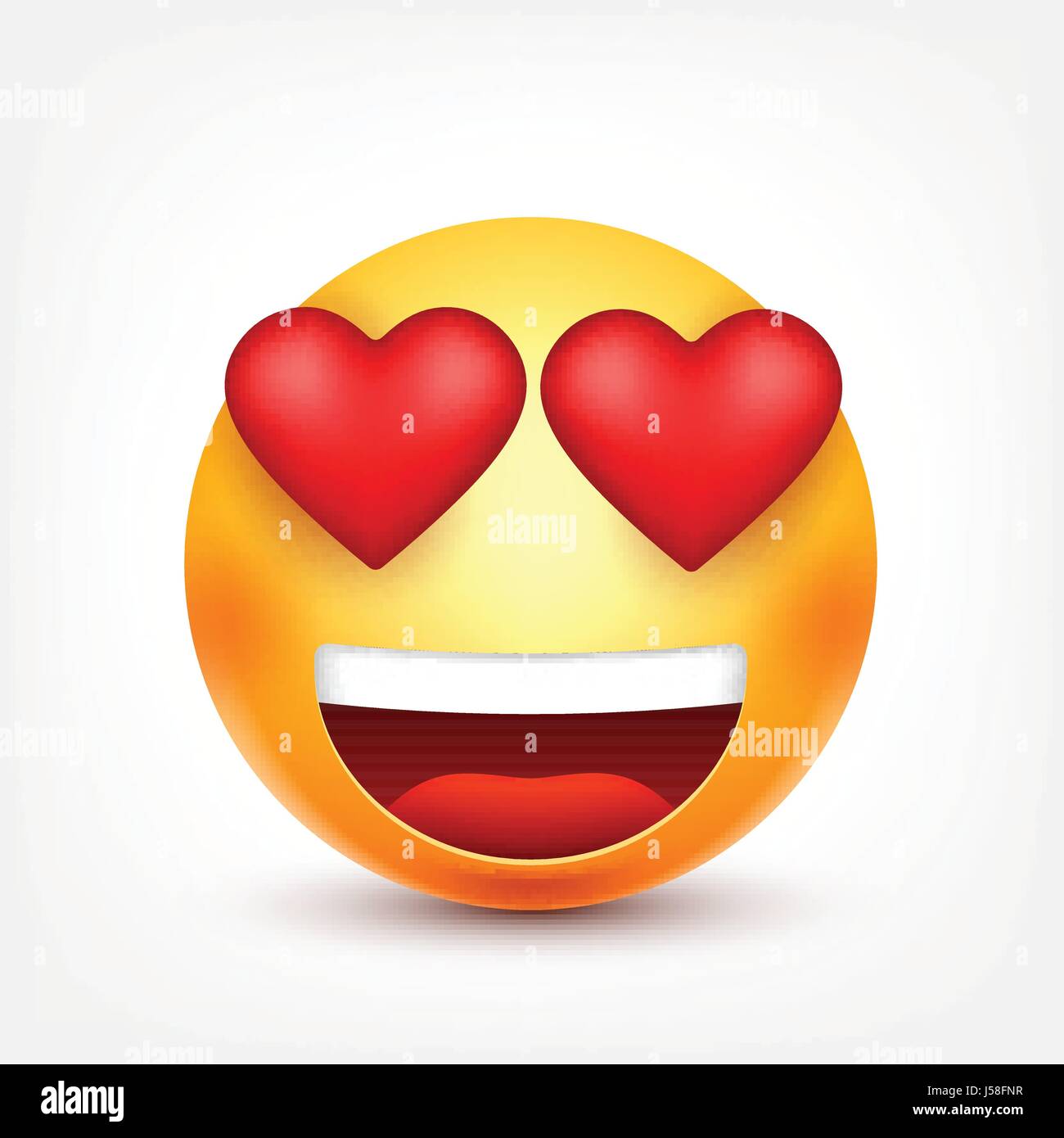 Smiley, Emoticons mit Herzen. Gelbes Gesicht mit Emotionen ...