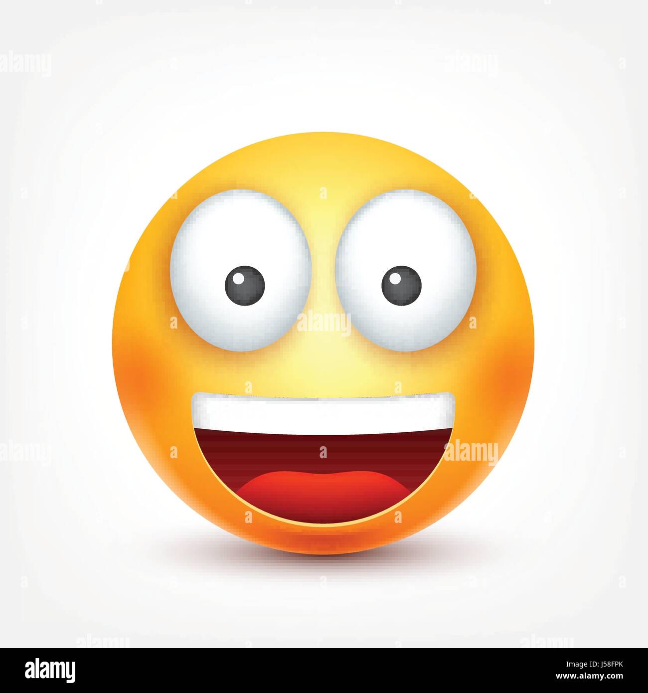 Smiley happy Emoticon. Gelbes Gesicht mit Emotionen. Gesichtsausdruck ...