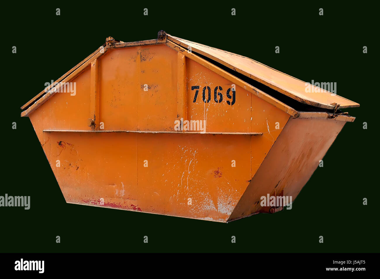 Schutt Container Deckel gebrauchte orange trapezförmige Container alte ...