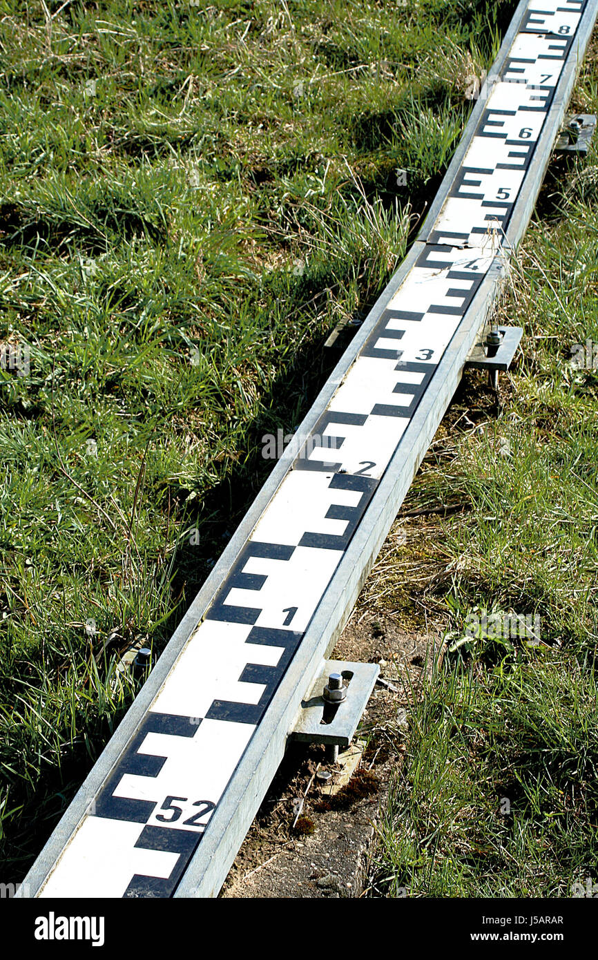 Flut Deich Wehr Niveau Wasserstand Wasser Wasserstands-Pegel ...