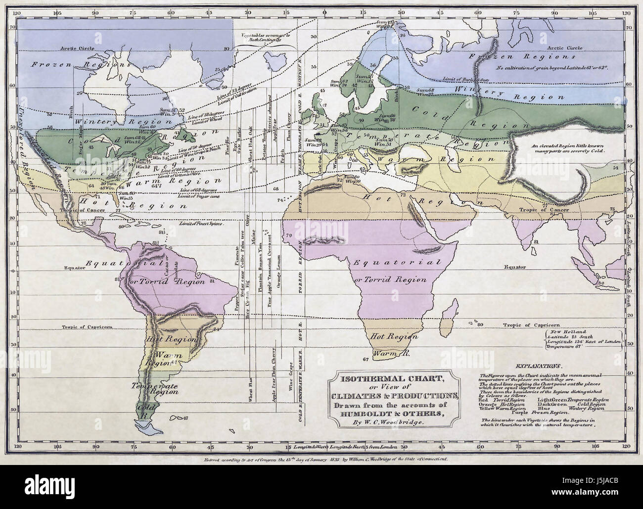ALEXANDER von HUMBOLDT (1769 – 1859) eine 1823 Weltkarte der Pflanze ...