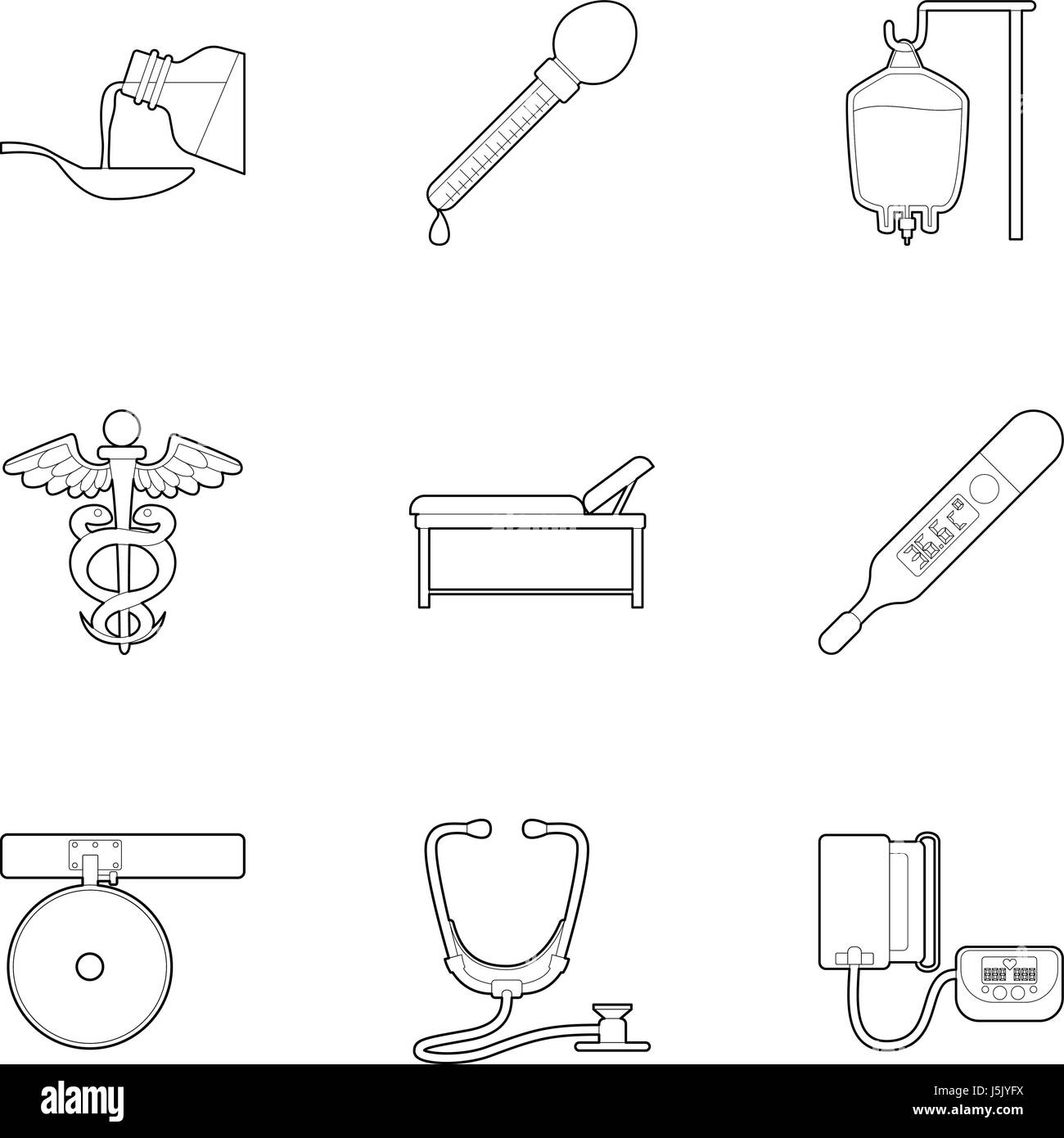 Zweck der Behandlung und Diagnose Symbole festgelegt Stock-Vektorgrafik ...