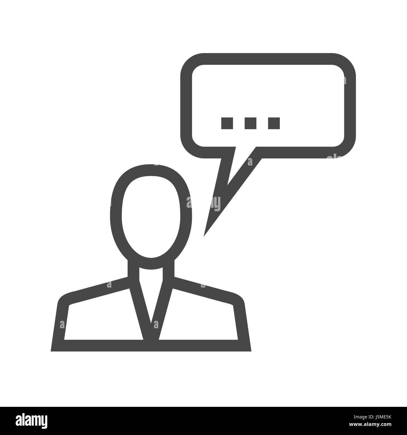 Mann sprechen dünne Linie Vektor Icon. Flach-Symbol auf dem weißen ...