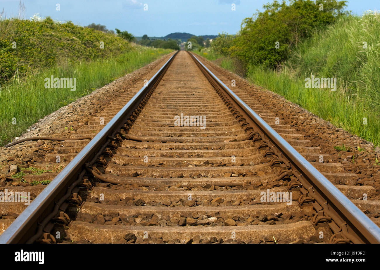 Spuren Eisenbahn Schienen Gleise Schiene Ertrag Kies Eisenbahn Schienen ...