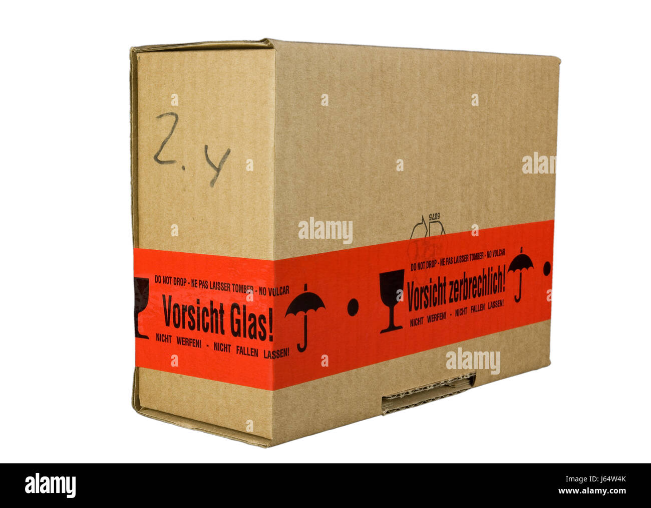 isolierte vorsichtig Vorsicht parcel fragile Pack Verpackung Verpackung ...
