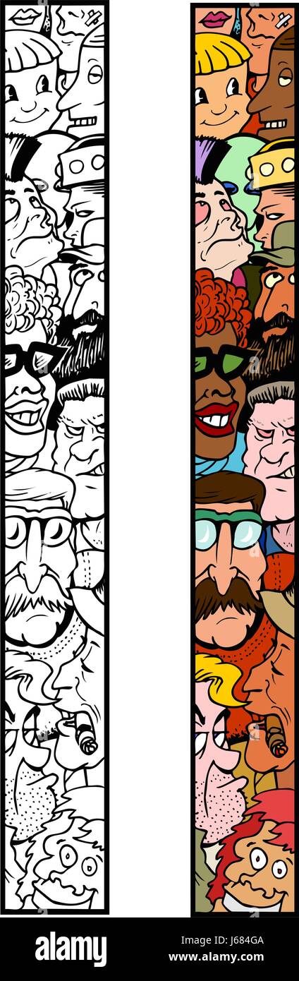 Sortiment von Charakter-Typen in ein Border-element Stock-Vektorgrafik ...