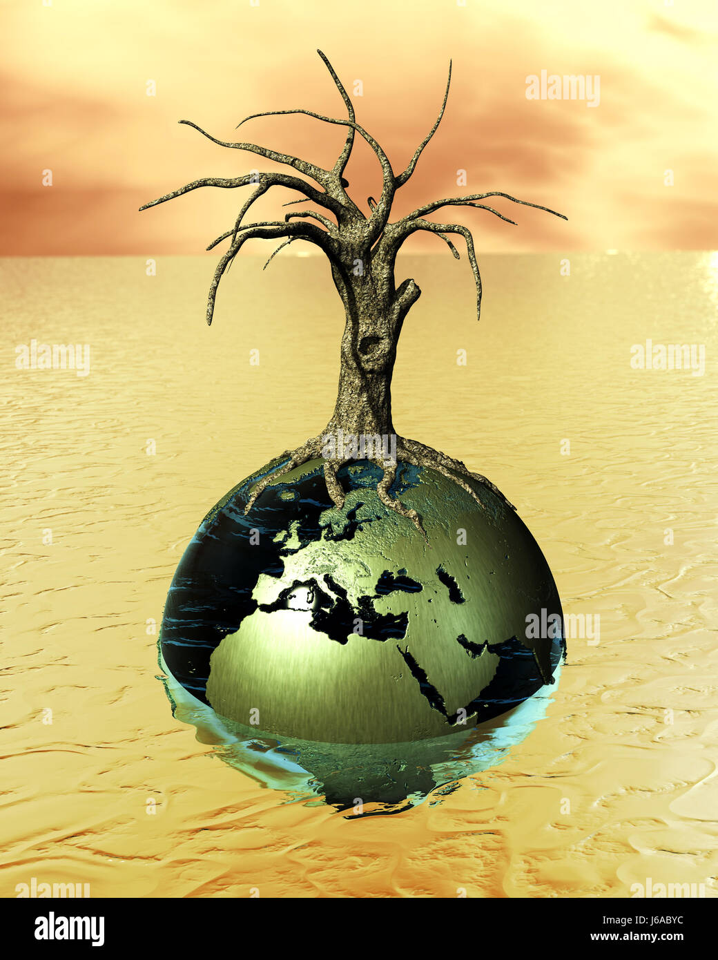Baum Universum Globus Planet Erde Welt Klima Naturkatastrophe ...