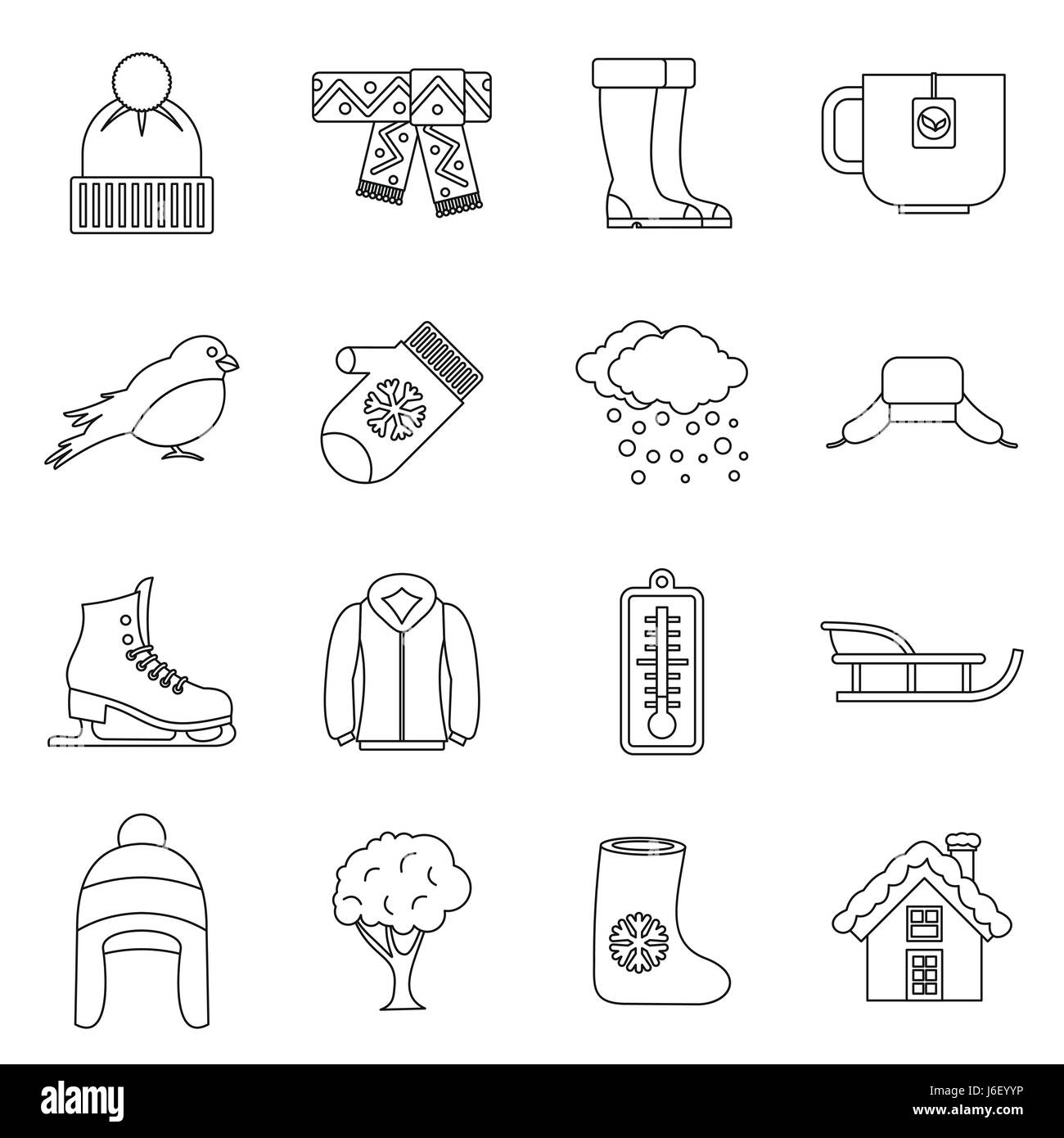 Winter-Symbole-Set, Umriss-Stil Stock-Vektorgrafik - Alamy Winter-Symbole-Set, Umriss-Stil Stock-Vektorgrafik - Alamy