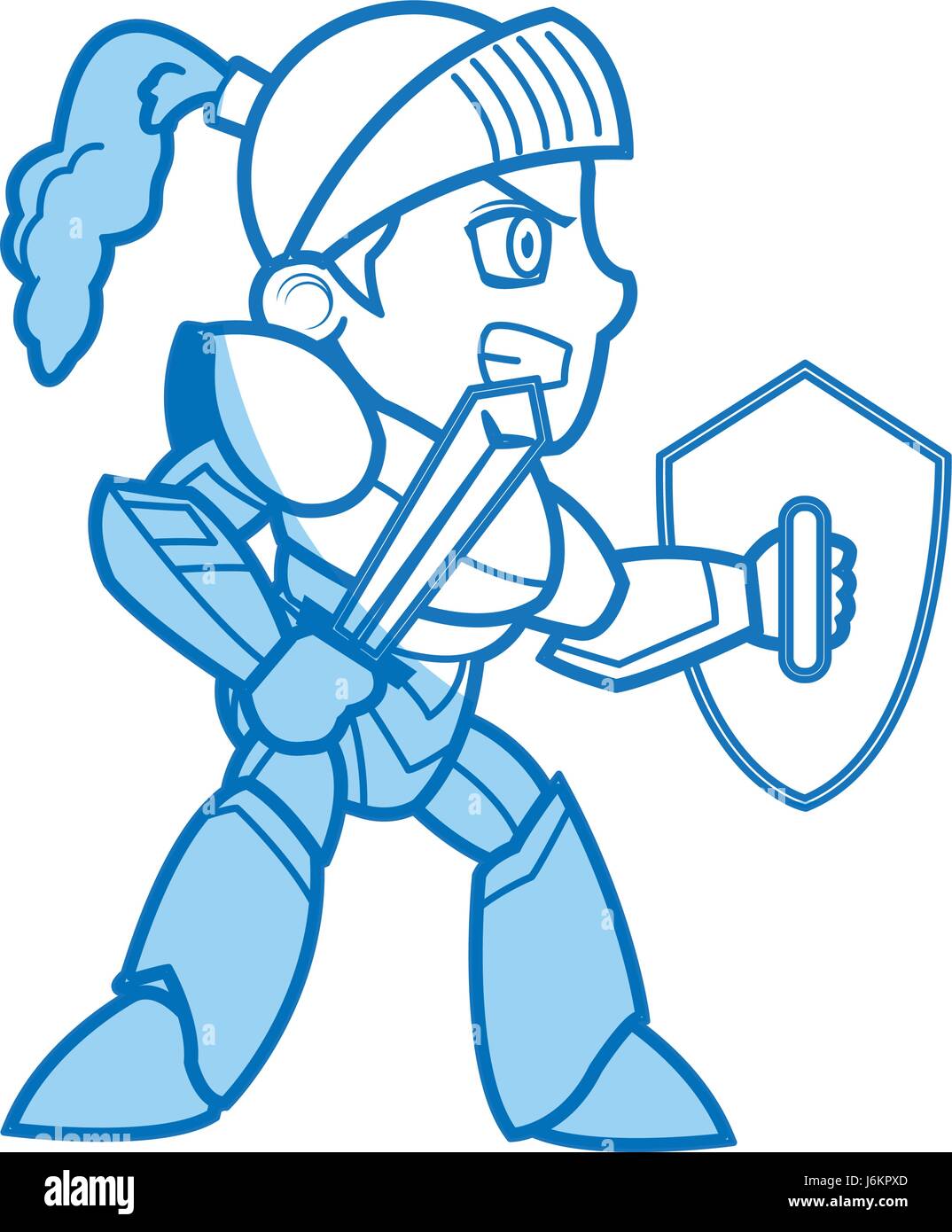 Comic-Ritter Rüstung Schwert Helm Schild Stock-Vektorgrafik - Alamy