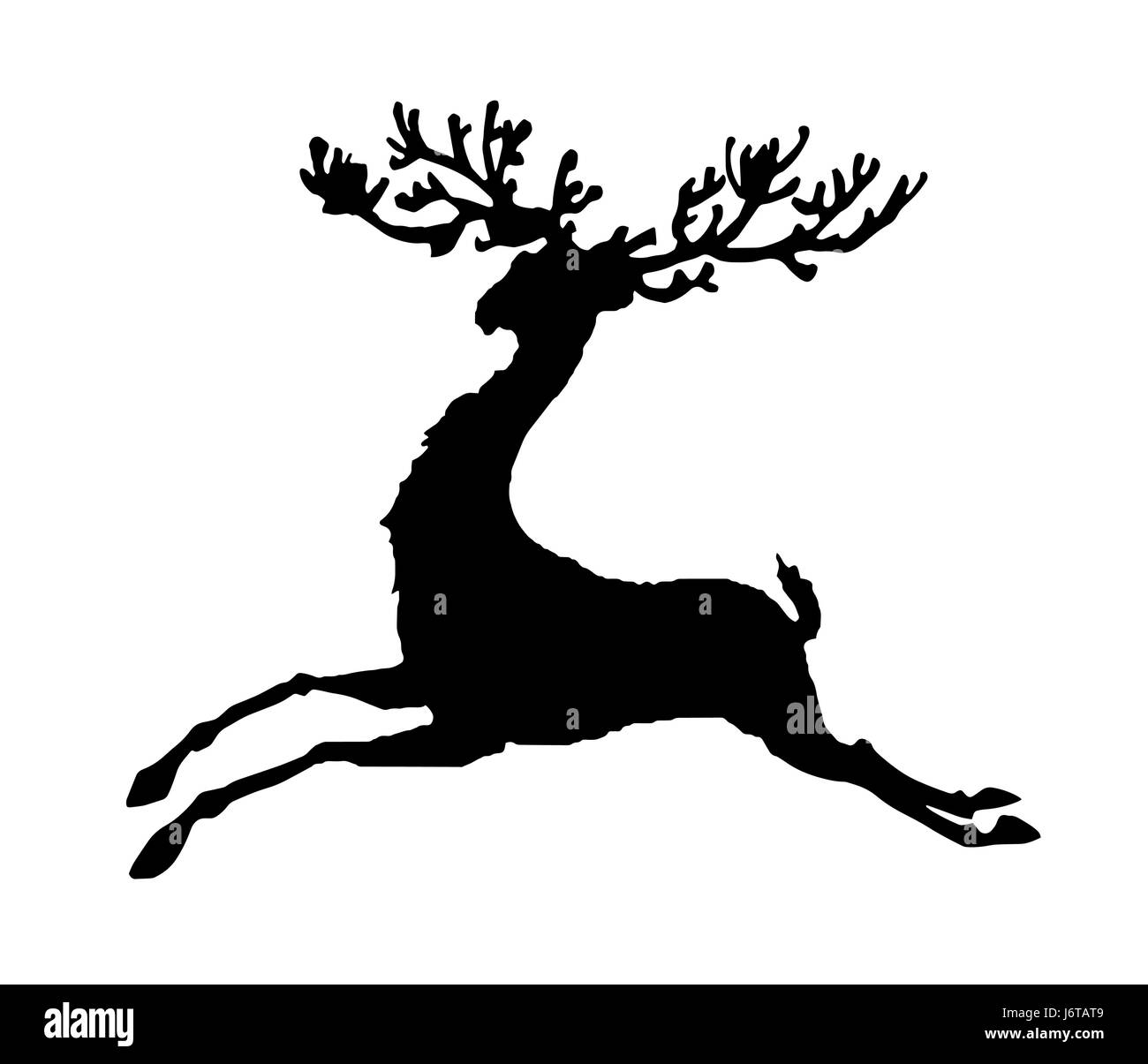 schwarze Silhouette laufenden Hirsch Vektor Stock-Vektorgrafik - Alamy