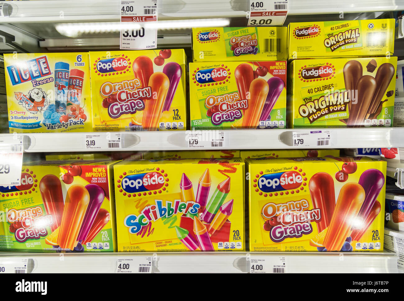 Popsicle Marke boxen von Eis am Stiel im Gefrierfach der ein ...