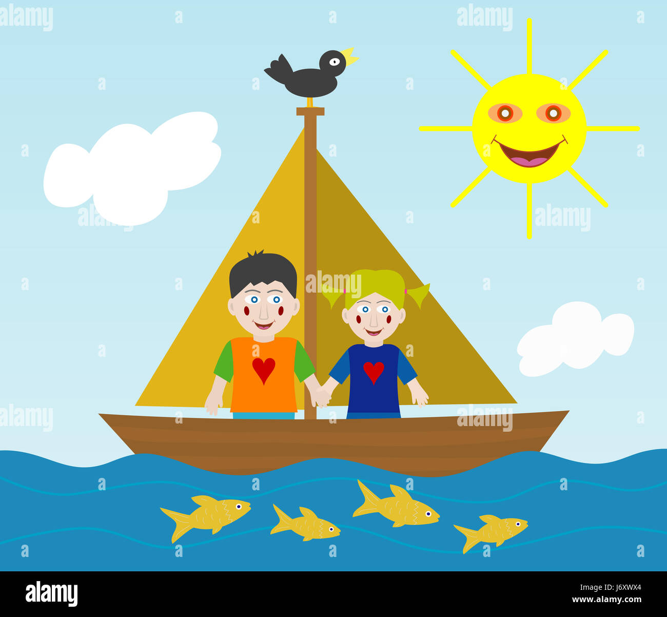 Urlaub Urlaub Urlaub Ferien Boot segeln Salzwasser Meer Ozean cartoon ...