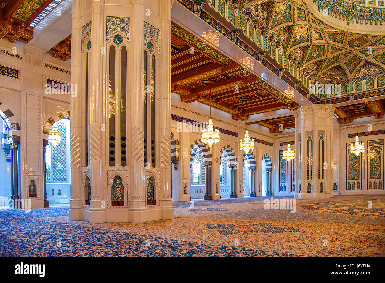 Oman Muscat der wichtigsten Gebet Hall von Sultan Qaboos Moschee; der ...