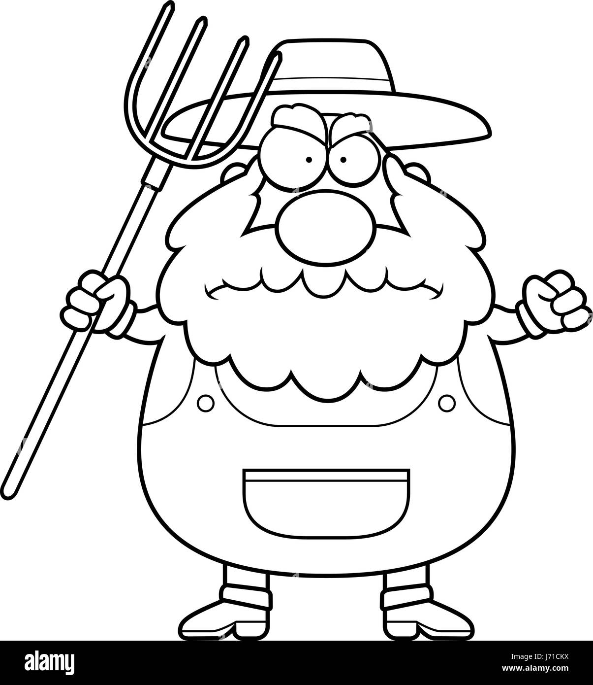 Ein Cartoon-Bauer mit einem wütenden Ausdruck Stock-Vektorgrafik - Alamy