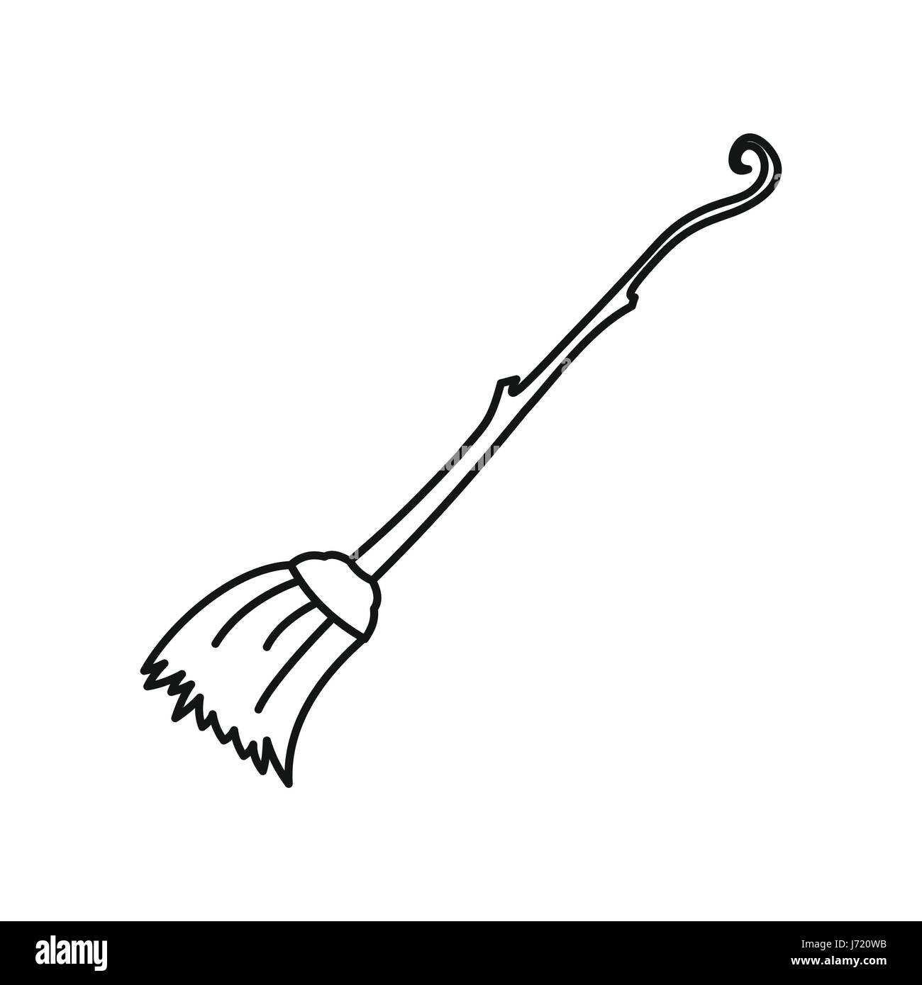 Hexe Besen Symbol, Umriss-Stil Stock-Vektorgrafik - Alamy