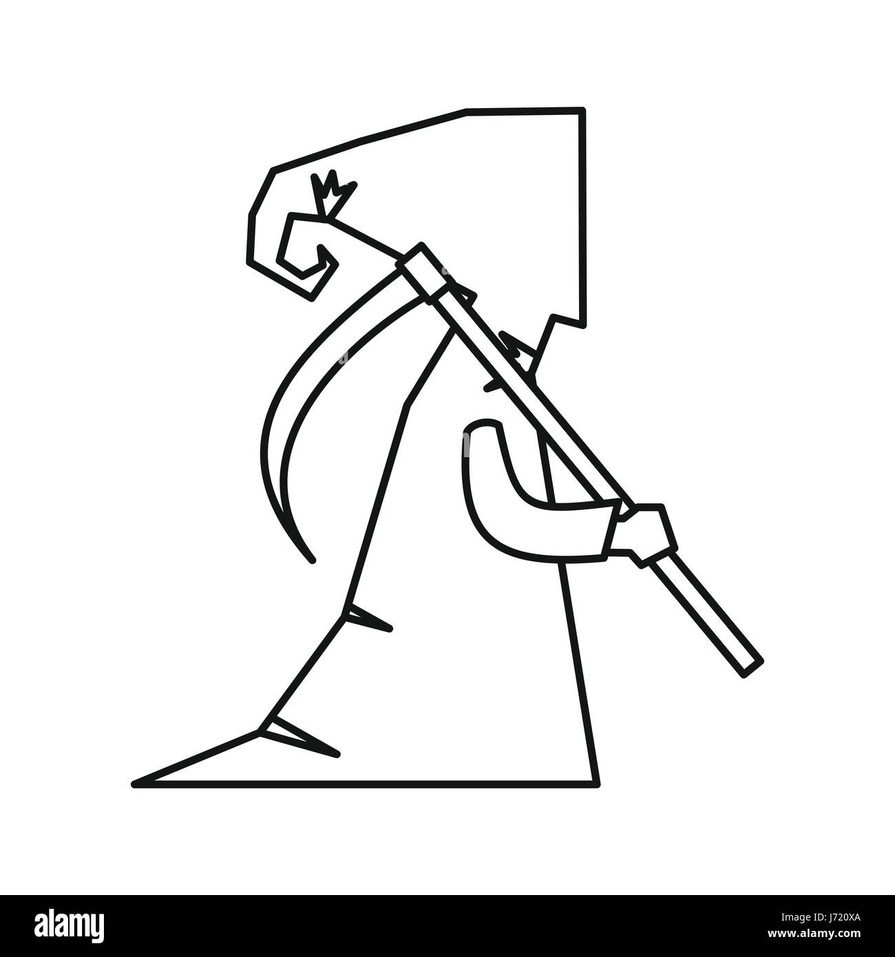 Tod mit Sense Icon, Umriss-Stil Stock-Vektorgrafik - Alamy