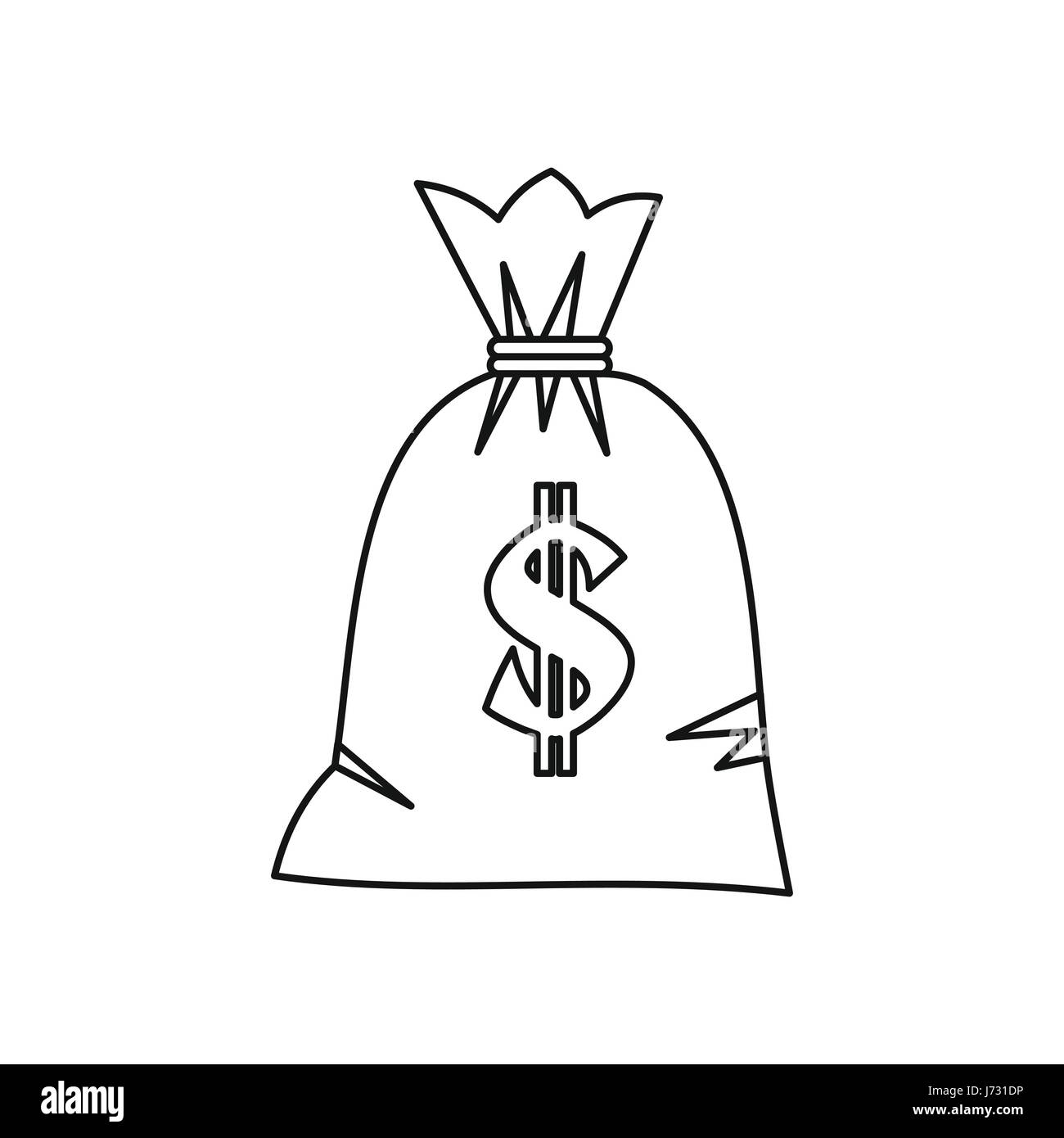 Geldsack mit Dollarzeichen Symbol, Umriss-Stil Stock-Vektorgrafik - Alamy