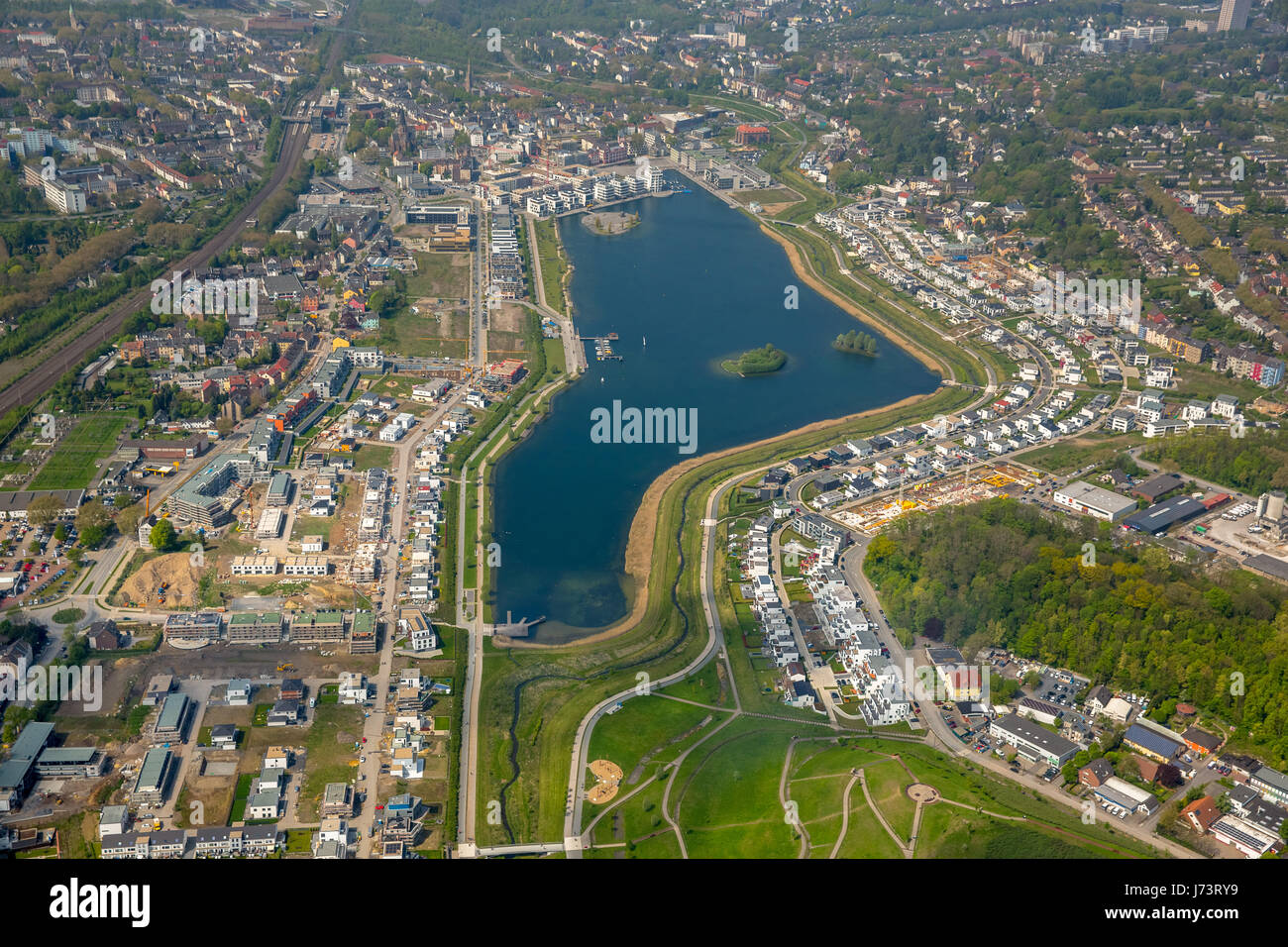 PhoenixSee Dortmund, Stausee, Emscher River, ehemaligen Hüttenwerk ...