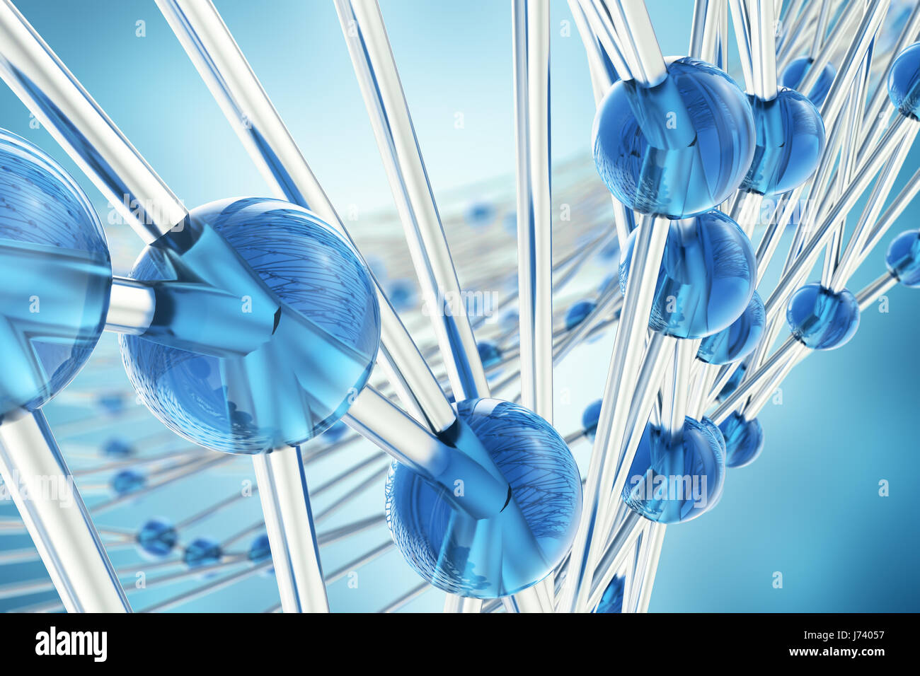 3D-Rendering abstrakte Moleküle entwerfen. Atome. Medizinischer ...