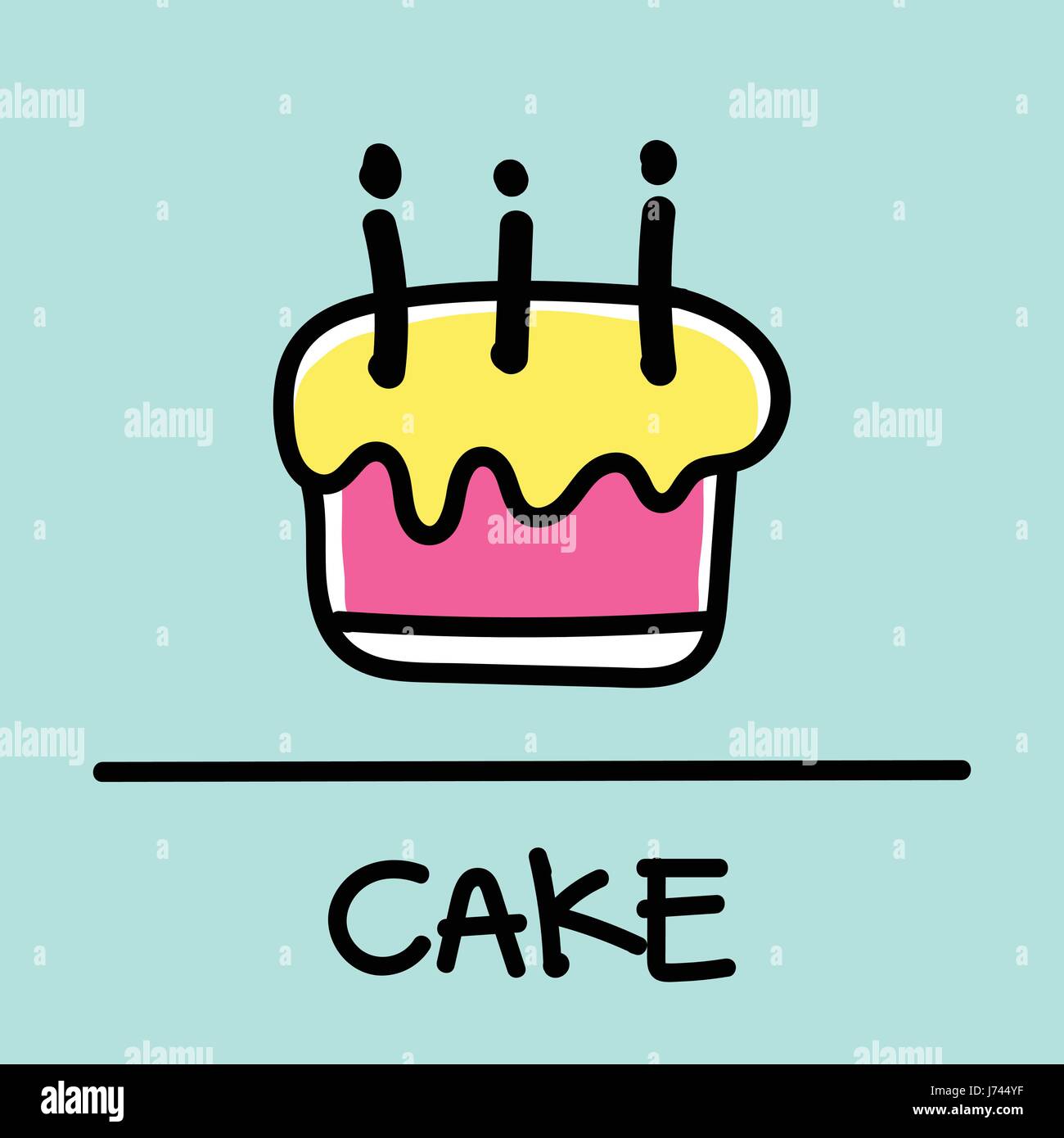 Süße Kuchen handgezeichneten Stil, Zeichnung, Vektor-Illustration von ...