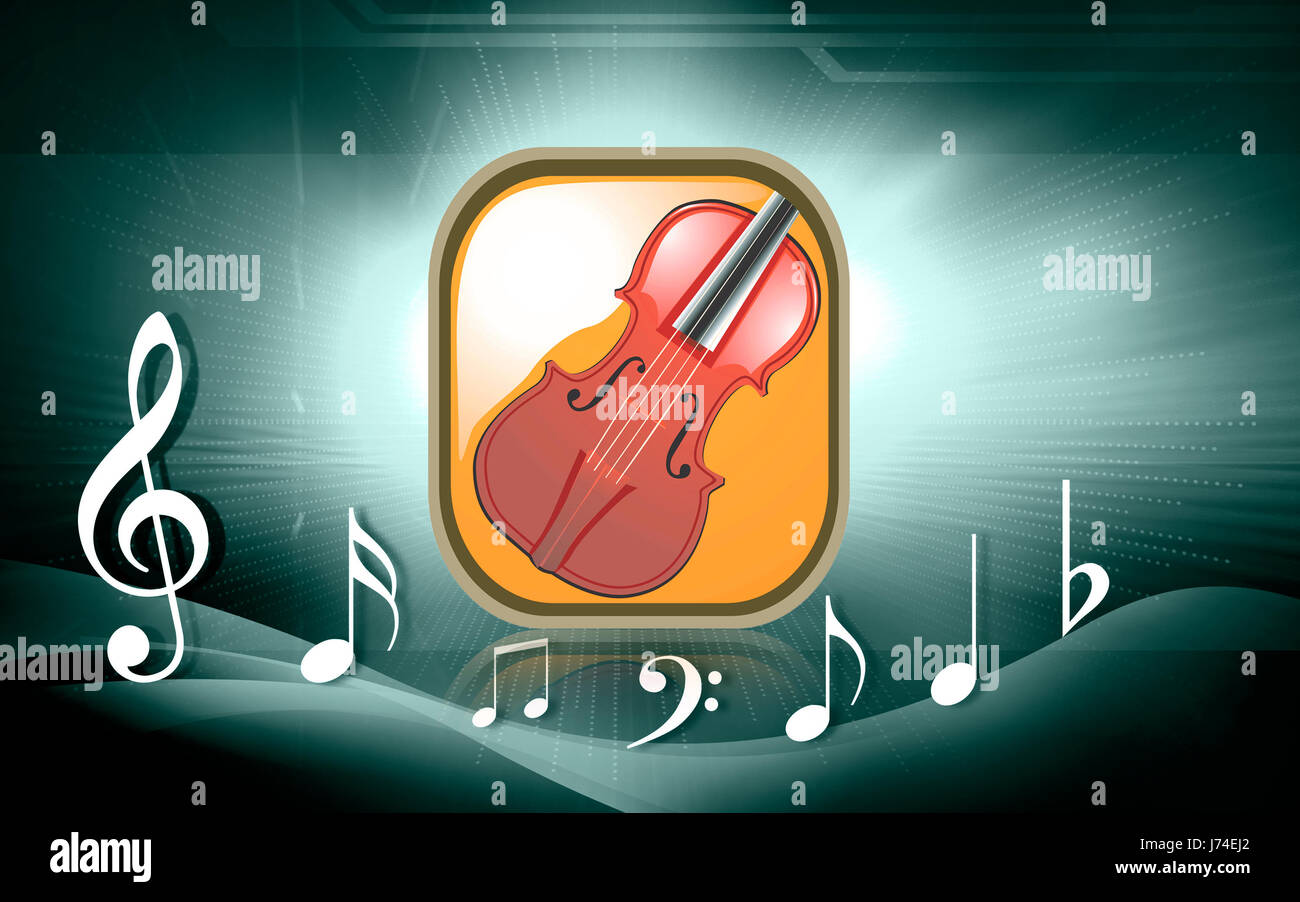 Musik-Emblem Gitarre Geige Symbol Schaltflächen Schlüssel Piktogramm ...