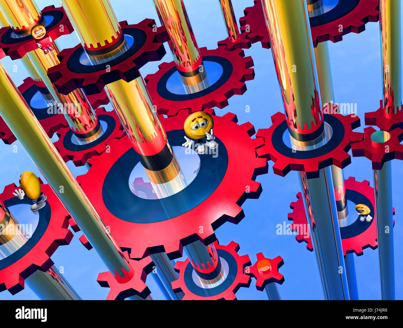 Motor Antrieb motor Rad Zahnrad Zahnräder verwirrt Smiley Cartoon ...
