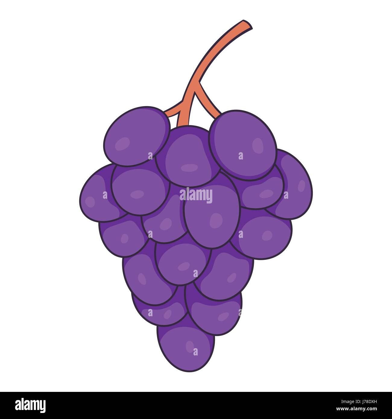 Reihe von Weintrauben-Symbol im Cartoon-Stil, die isoliert auf weißem ...
