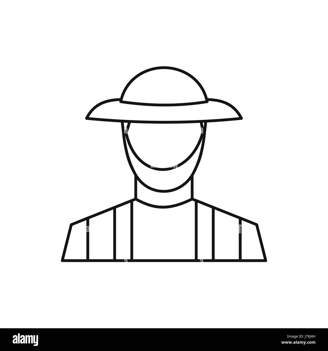 Bauer-Symbol im Umriss-Stil isoliert auf weißem Hintergrund. Personen ...