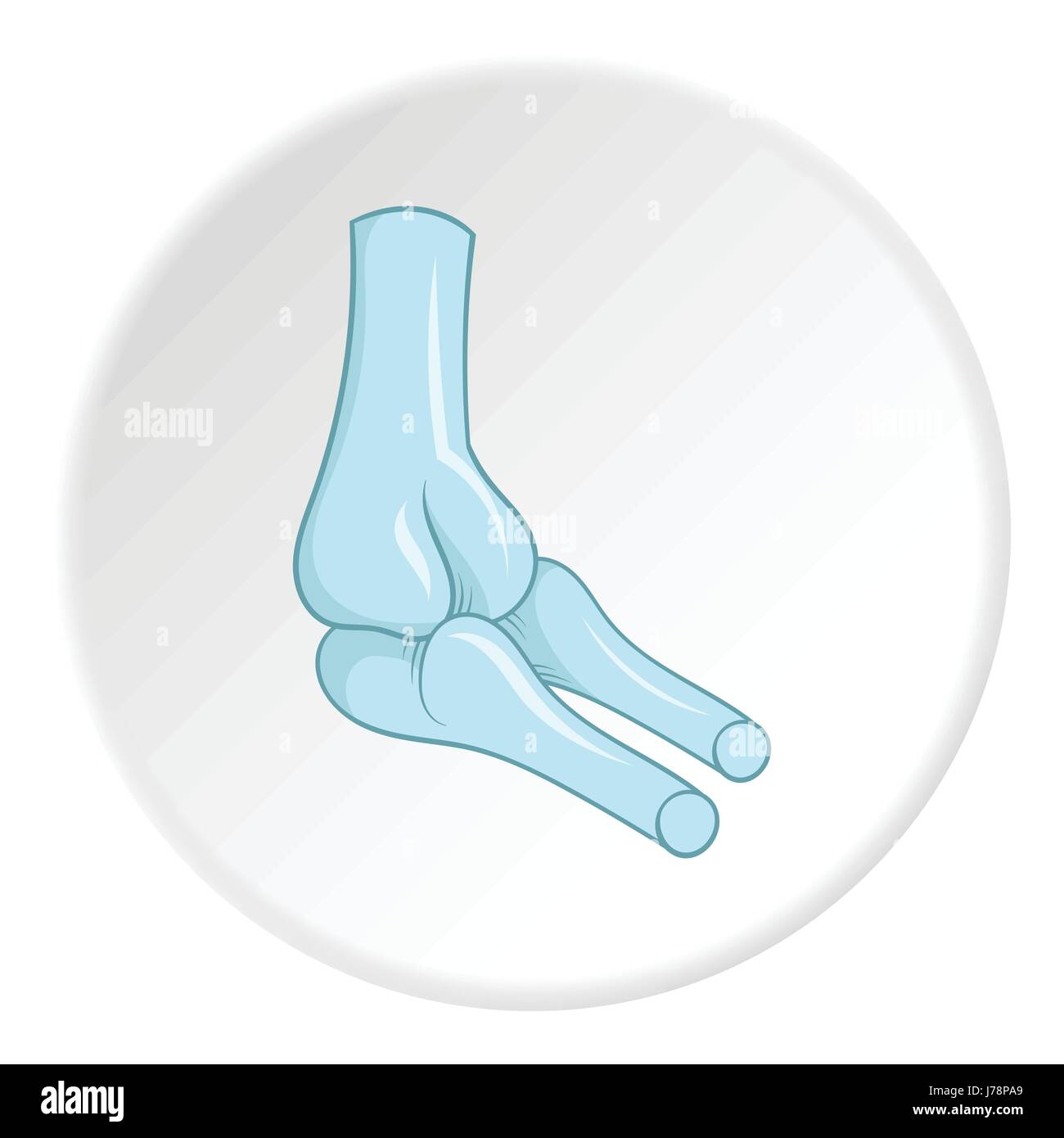 Knochen-Symbol im Cartoon-Stil auf weißen Kreis Hintergrund isoliert ...
