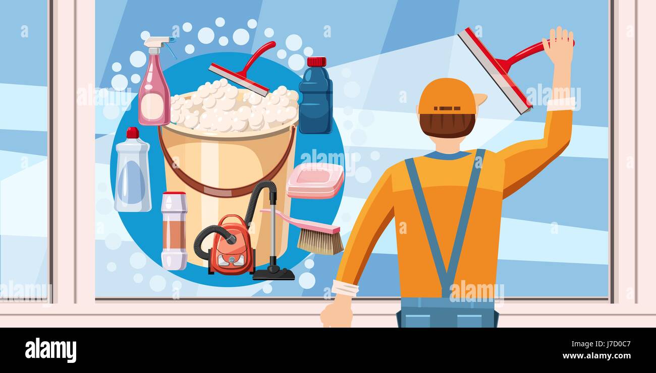Window Cleaner Cartoon Stockfotos und -bilder Kaufen - Alamy
