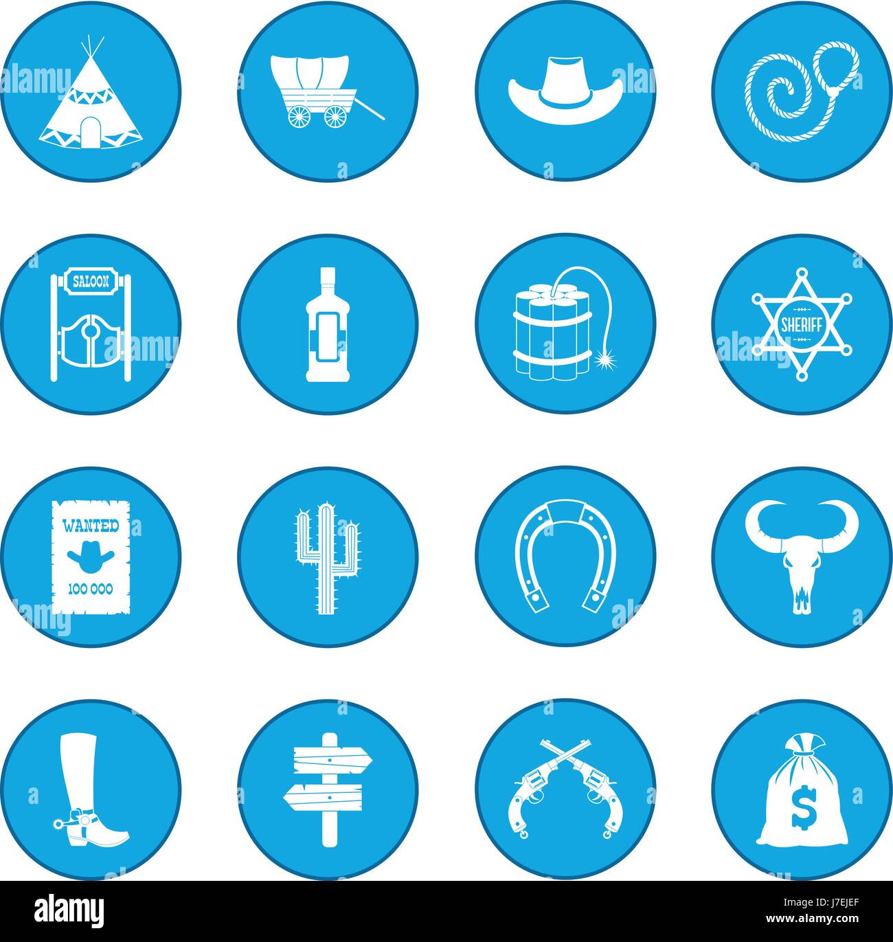 Wilder Westen Cowboy Symbol blau Stock-Vektorgrafik - Alamy