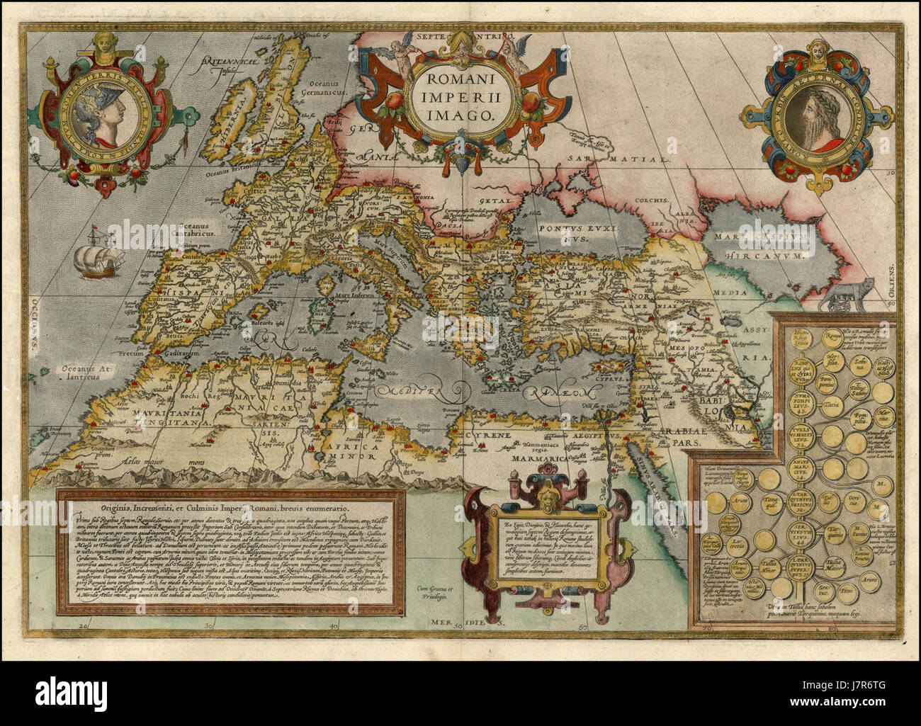 Abraham Ortelius' 'Romani Imperii Imago' ist eine historische Karte ...