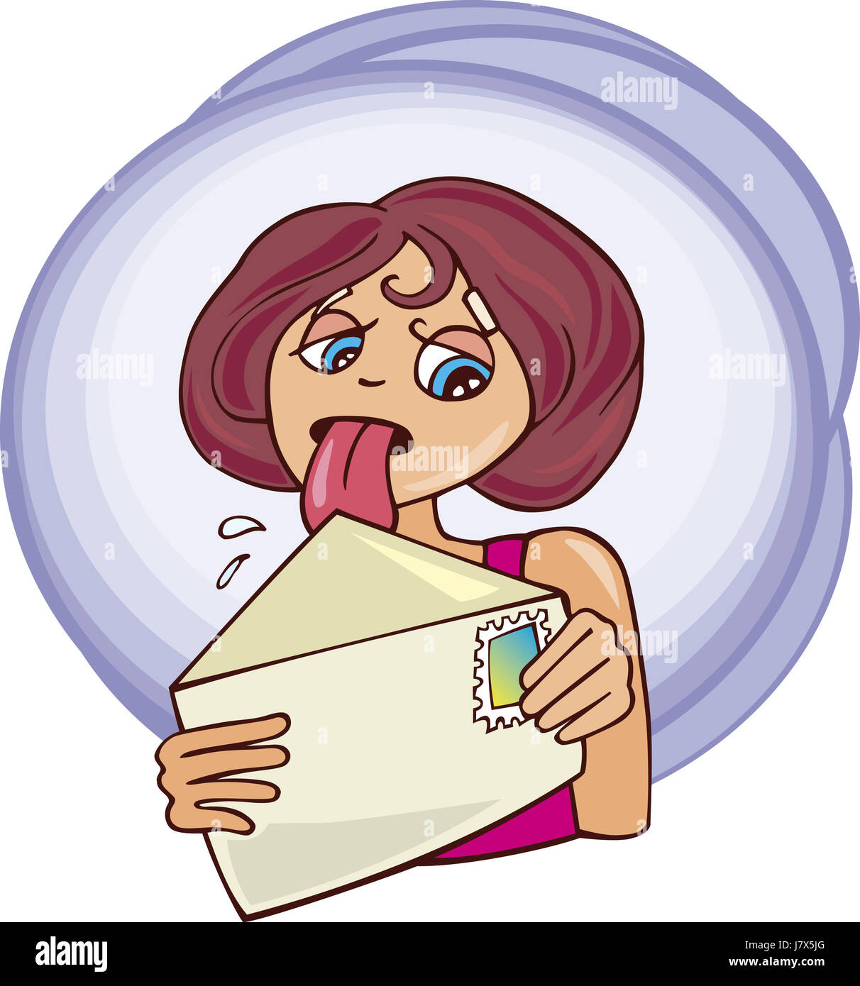 Frau Abbildung Briefumschlag Cartoon senden post Comics Comic-Teen Frau ...