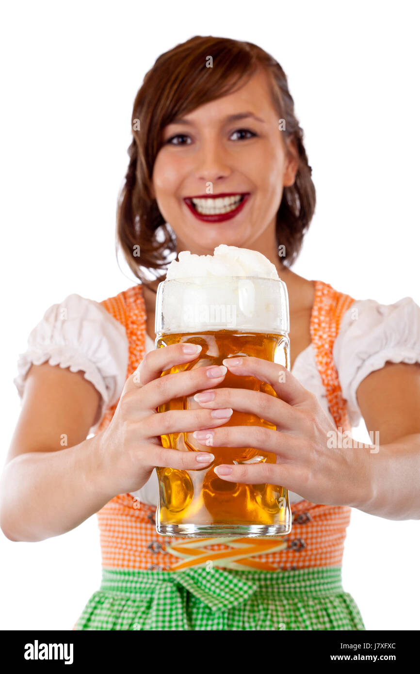 Woman Young Happy Dirndl Dekollete Stockfotos und -bilder Kaufen - Alamy